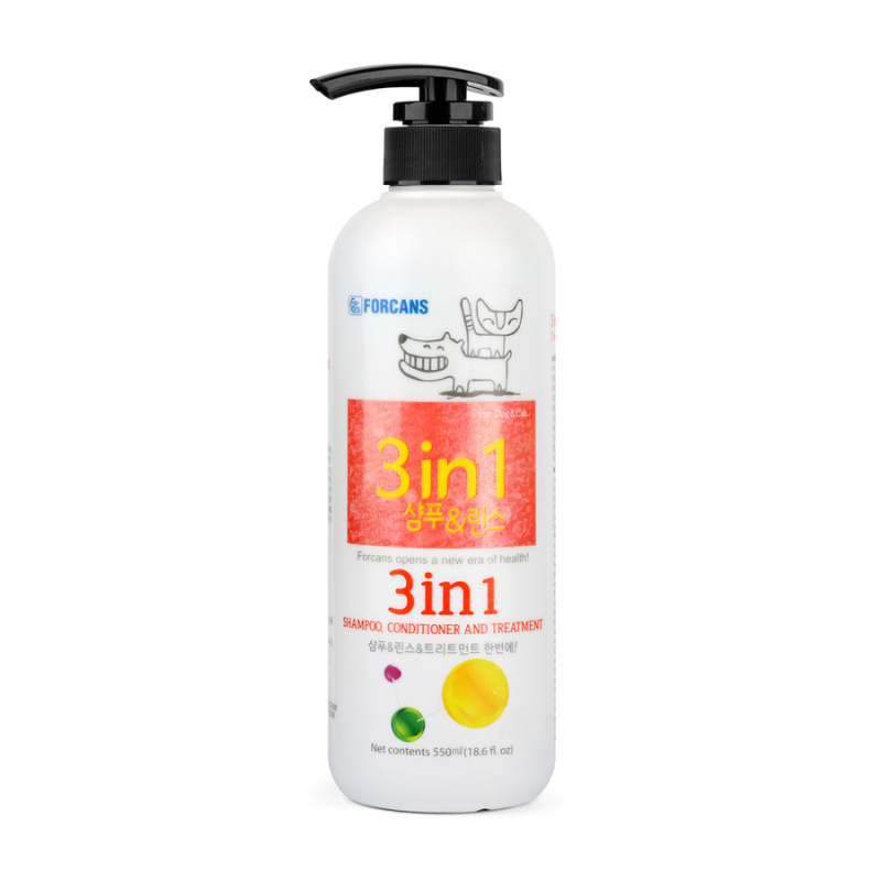 Forcans 3 in 1 Shampoo, Conditioner & Treatment for Cats & Dogs - 550m
