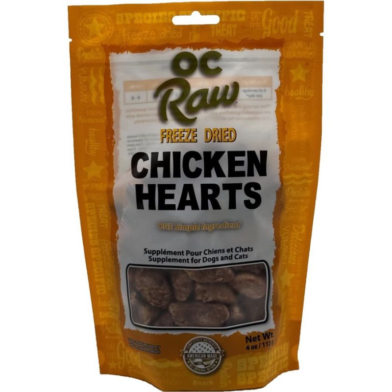 OC Raw Chicken Hearts Grain-Free Freeze-Dried Raw Treats For Cats & Do